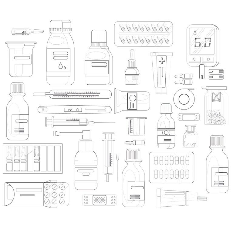 Printable Medical Set Coloring Page - Mimi Panda