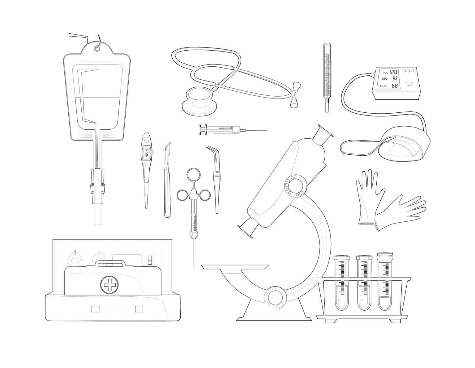 Printable Subjects Of Medicine Coloring Page - Mimi Panda