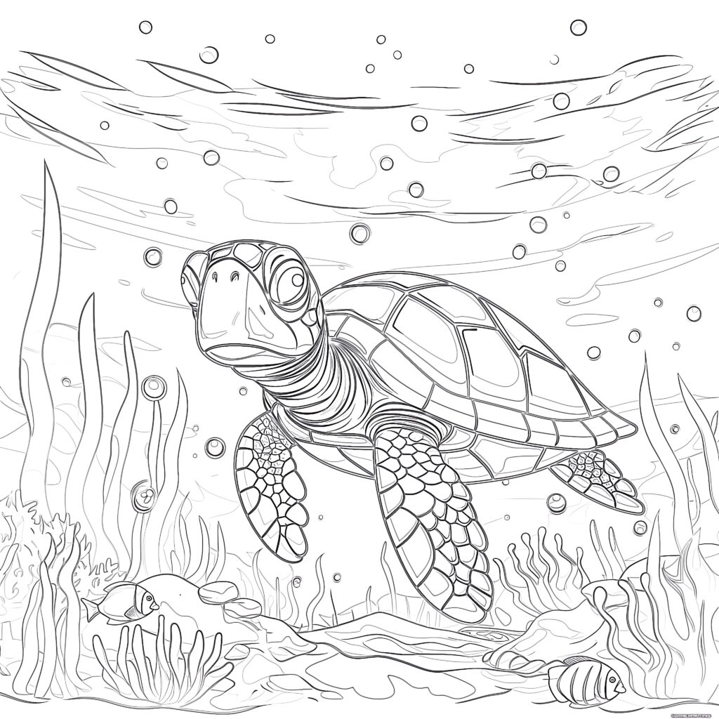 Various Marine Animals Coloring Page | Coloring Pages Mimi Panda