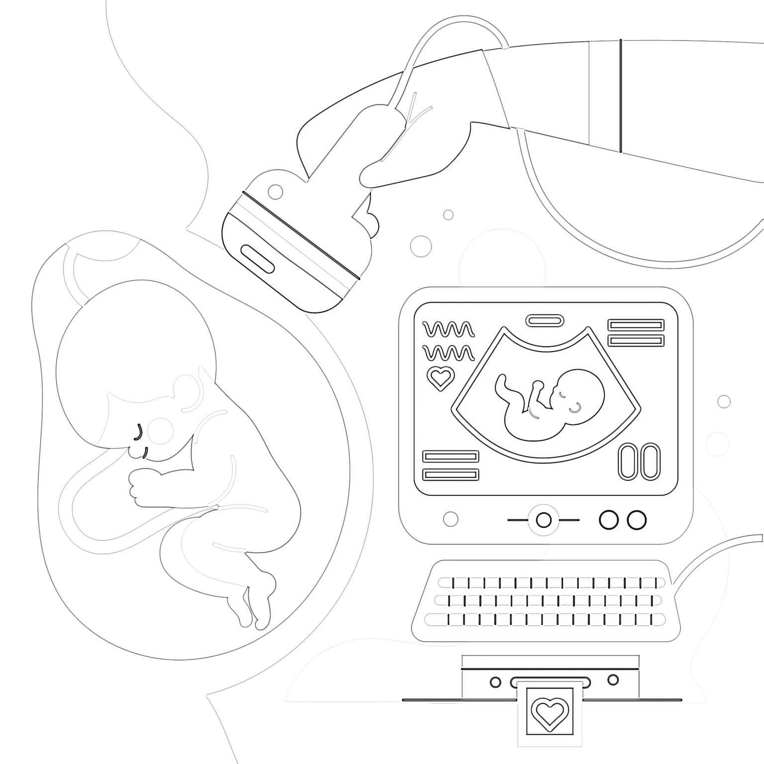 Printable Sonography Baby Coloring Page - Mimi Panda