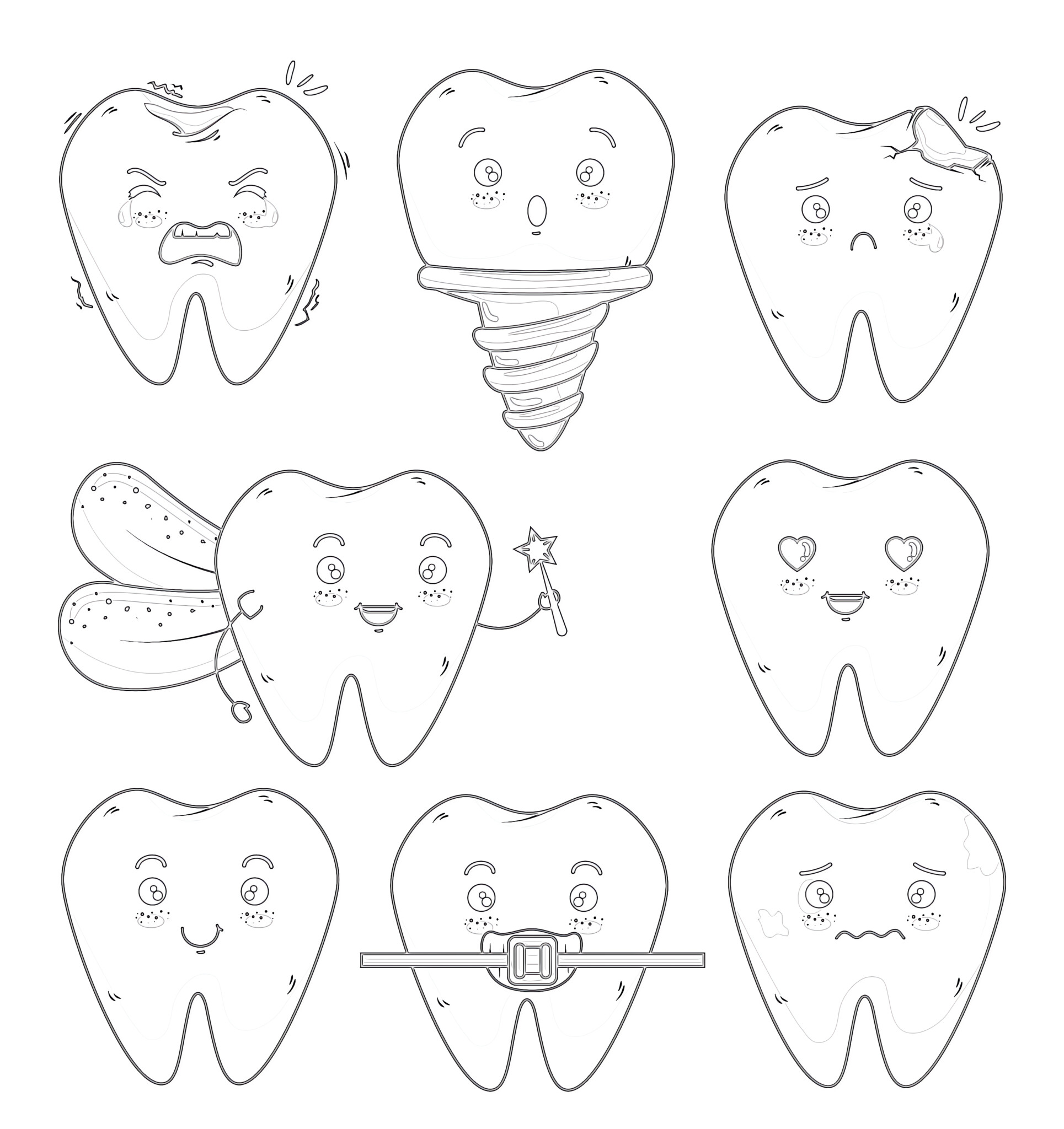 Printable Tooth Problems Coloring Page - Mimi Panda