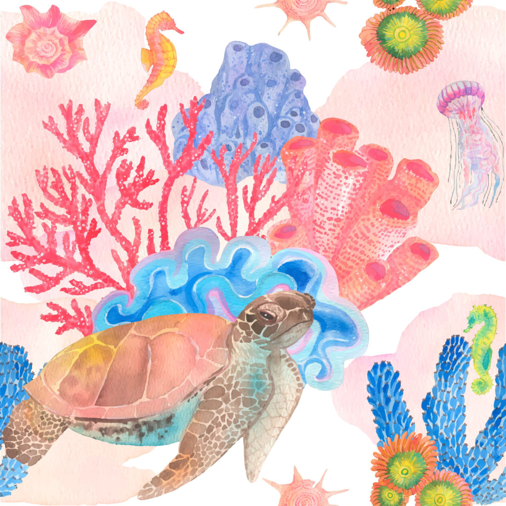 Printable Various Marine Animals Coloring Page - Mimi Panda