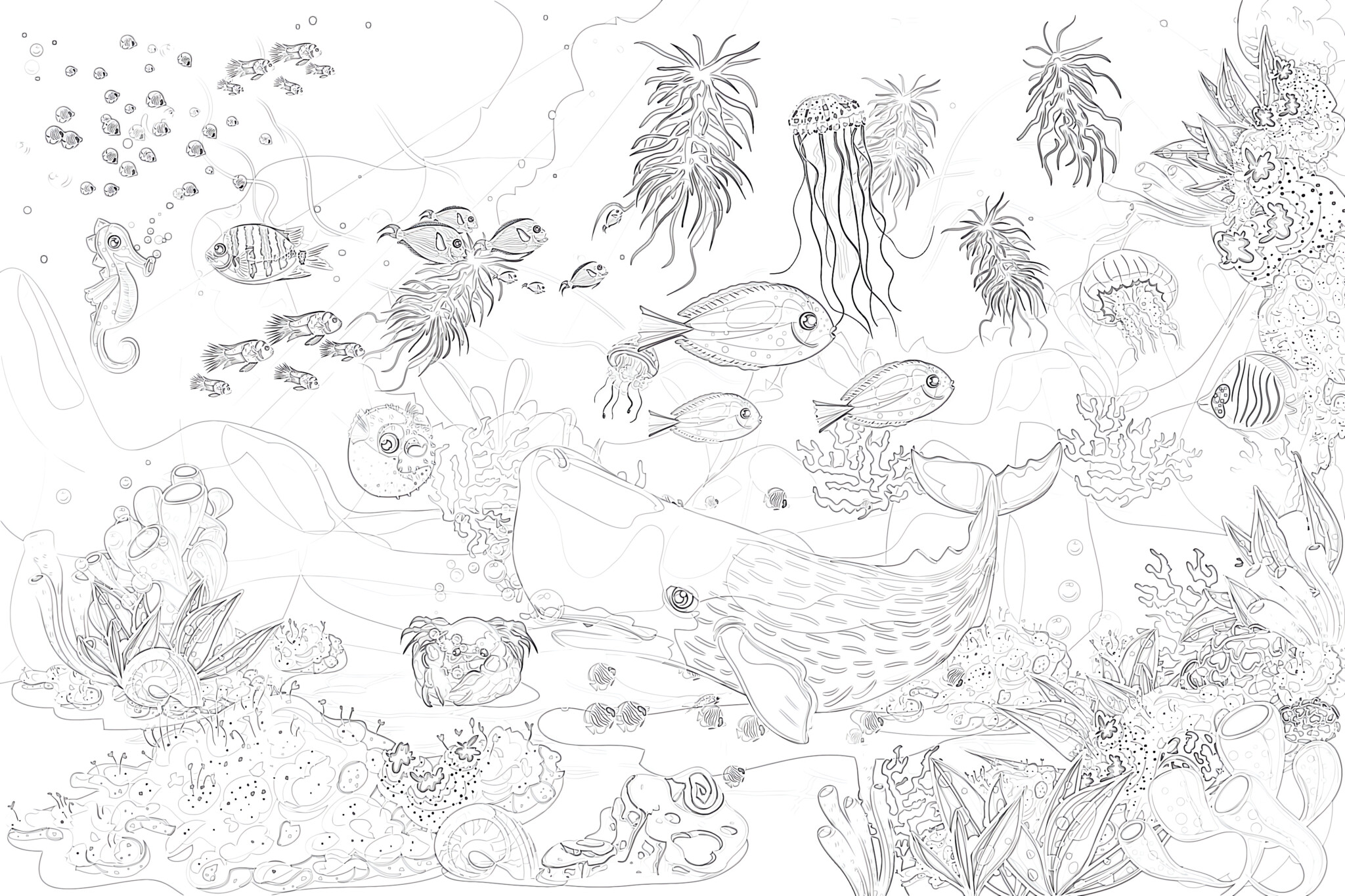 Underwater World Coloring Page | Coloring Pages Mimi Panda