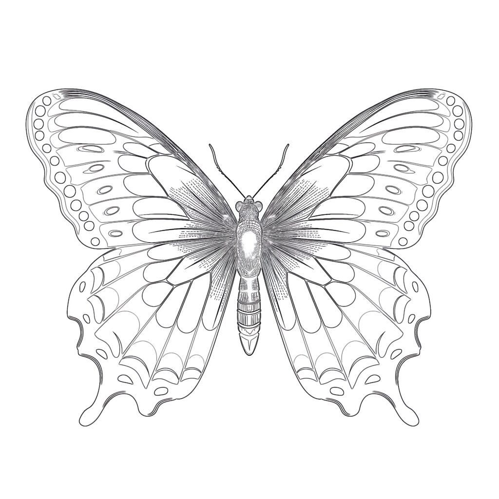 Vintage Beautiful Butterfly Coloring Page | Coloring Pages Mimi Panda