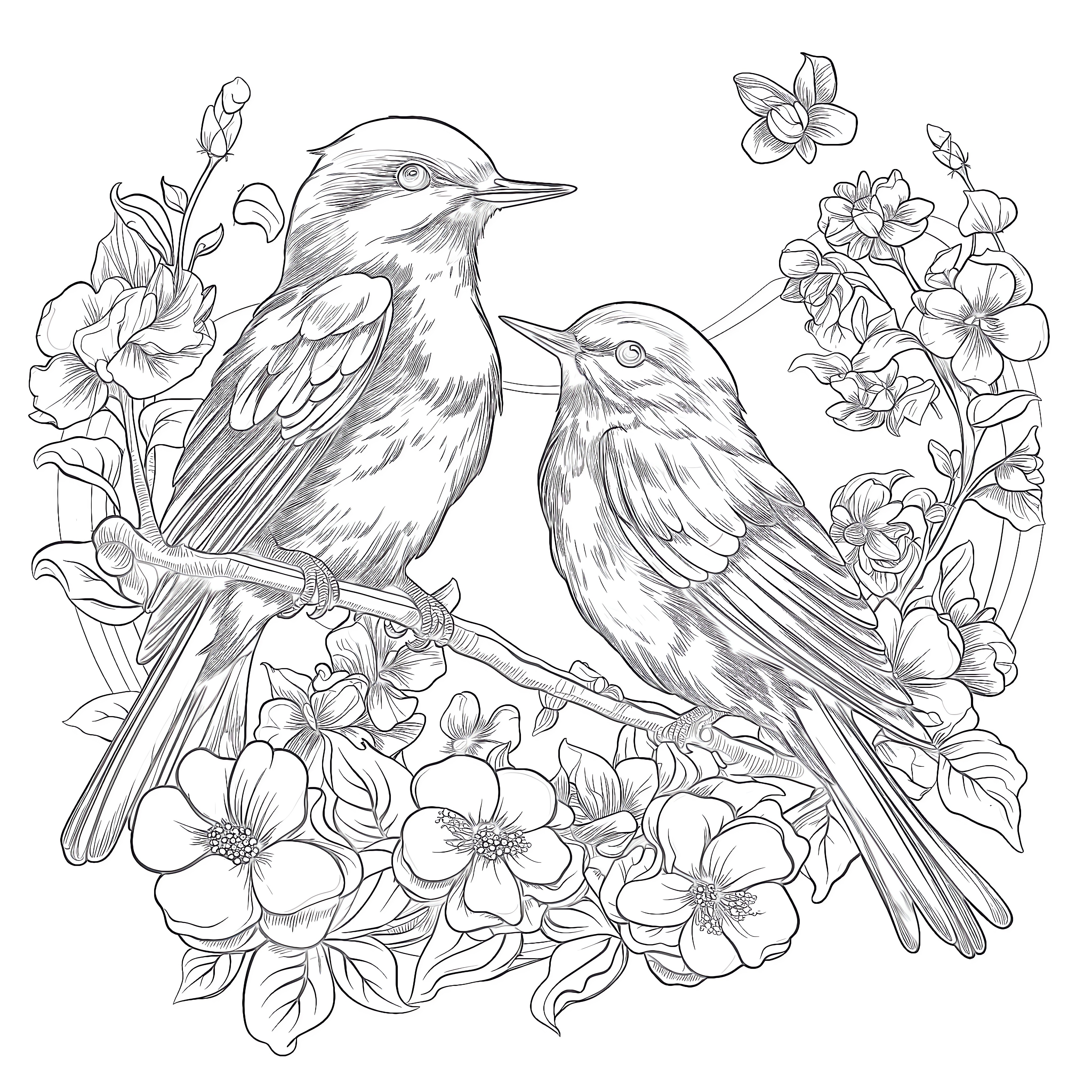 coloring pages birds and butterflies