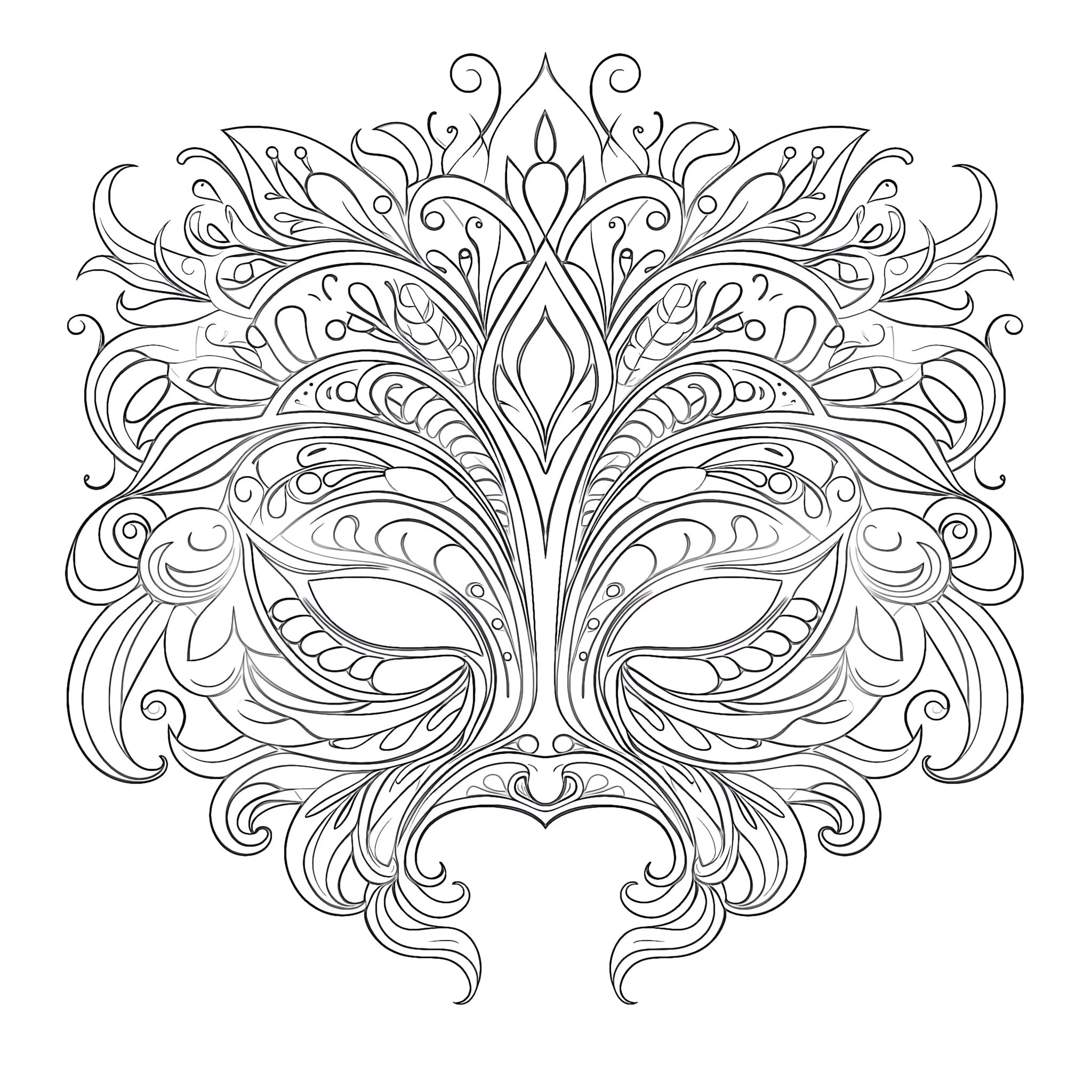 Printable Adult Colorful Mask Coloring Page | Coloring Pages Mimi Panda