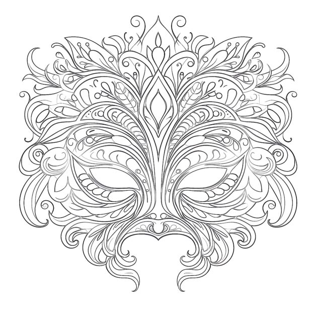 Printable Adult Colorful Mask Coloring Page | Coloring Pages Mimi Panda