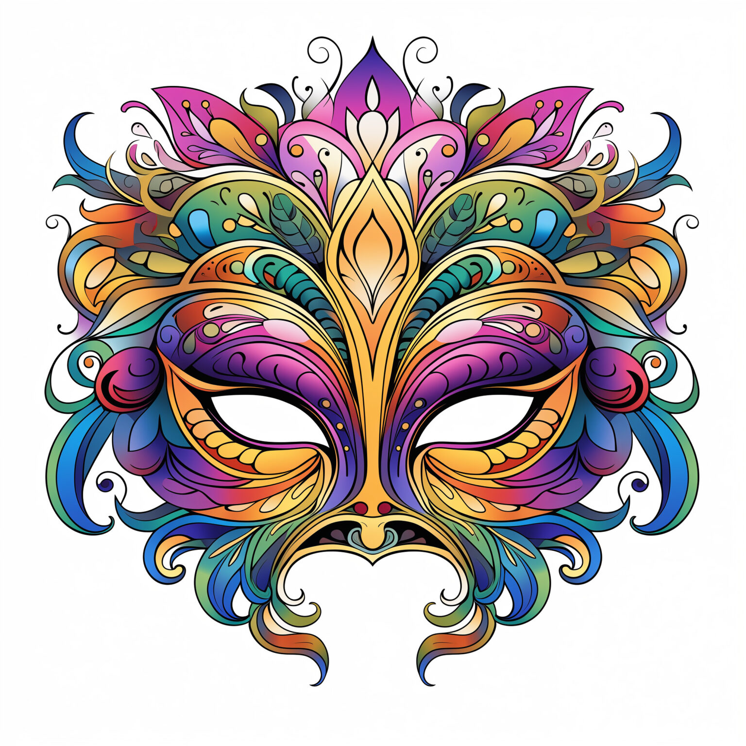 Printable Adult Colorful Mask Coloring Page | Coloring Pages Mimi Panda