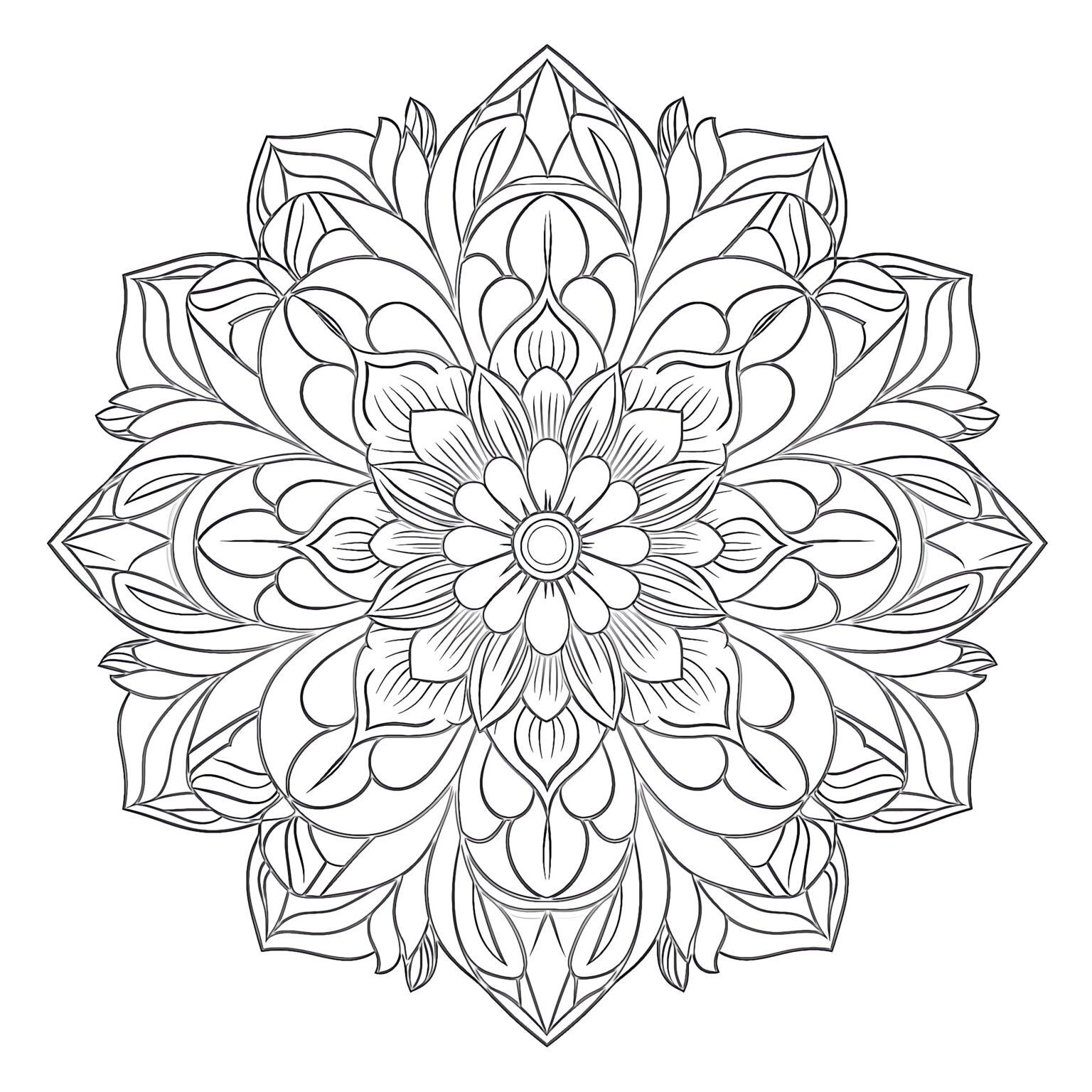 Printable Adult Mandala Flower Coloring Page | Coloring Pages Mimi Panda