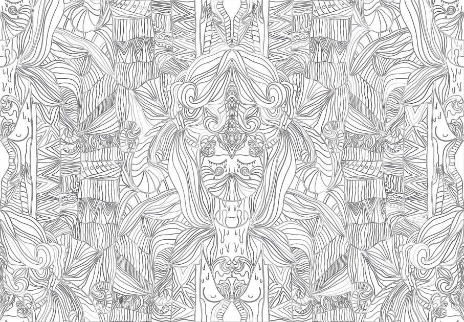 Printable Adult Psychedelic Pattern Coloring Page - Mimi Panda