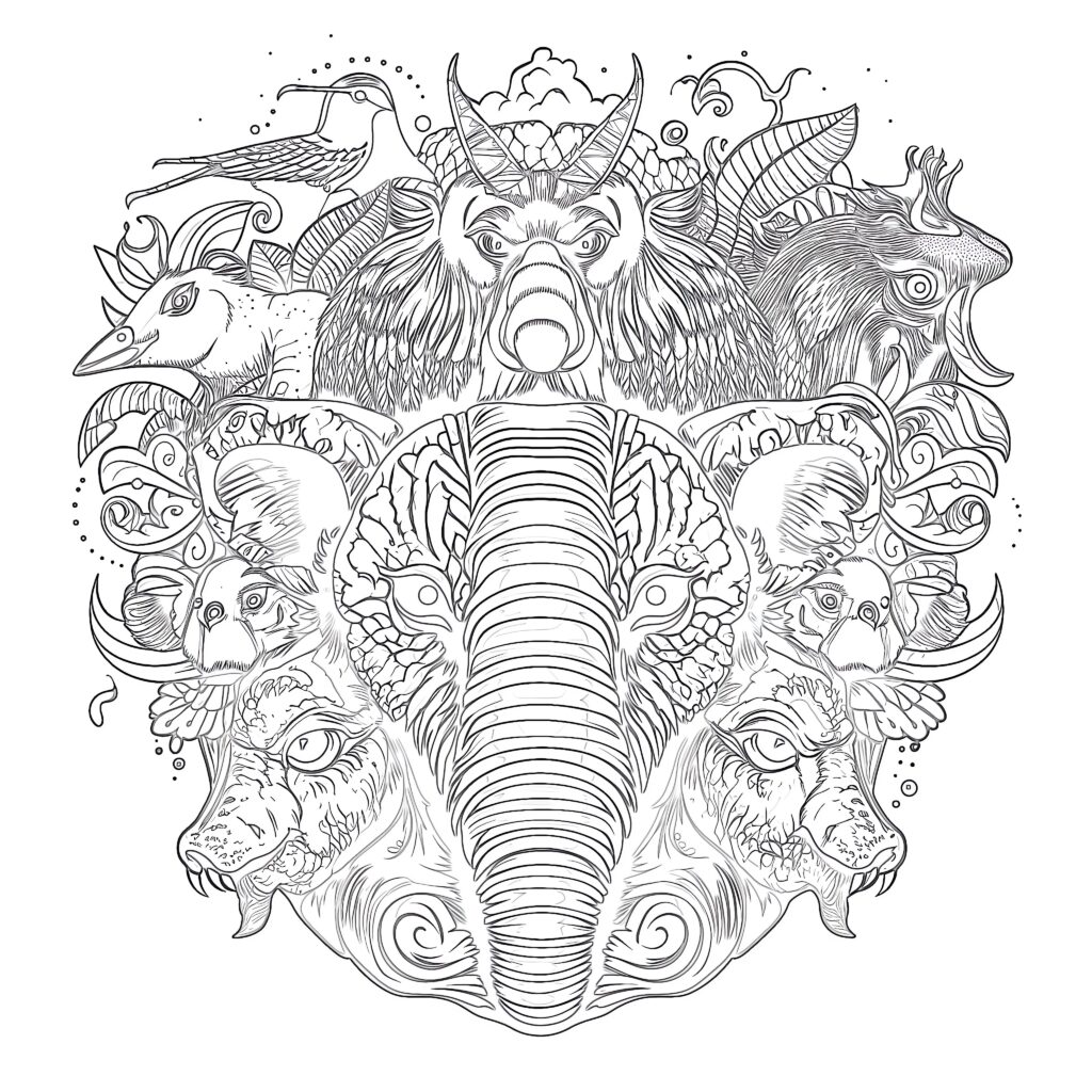 Printable Adult Strange Animals Coloring Page | Coloring Pages Mimi Panda