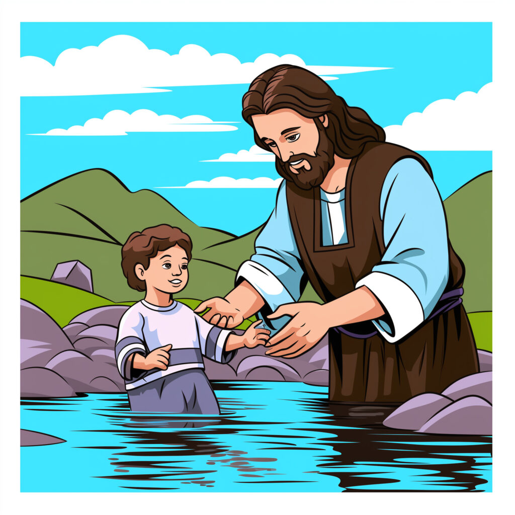Baptism of Jesus by John the Baptist Coloring Page | Coloring Pages ...