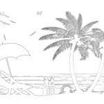 Summer Beach coloring page | Mimi-panda.com