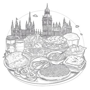 British Cuisine Coloring Page | Coloring Pages Mimi Panda