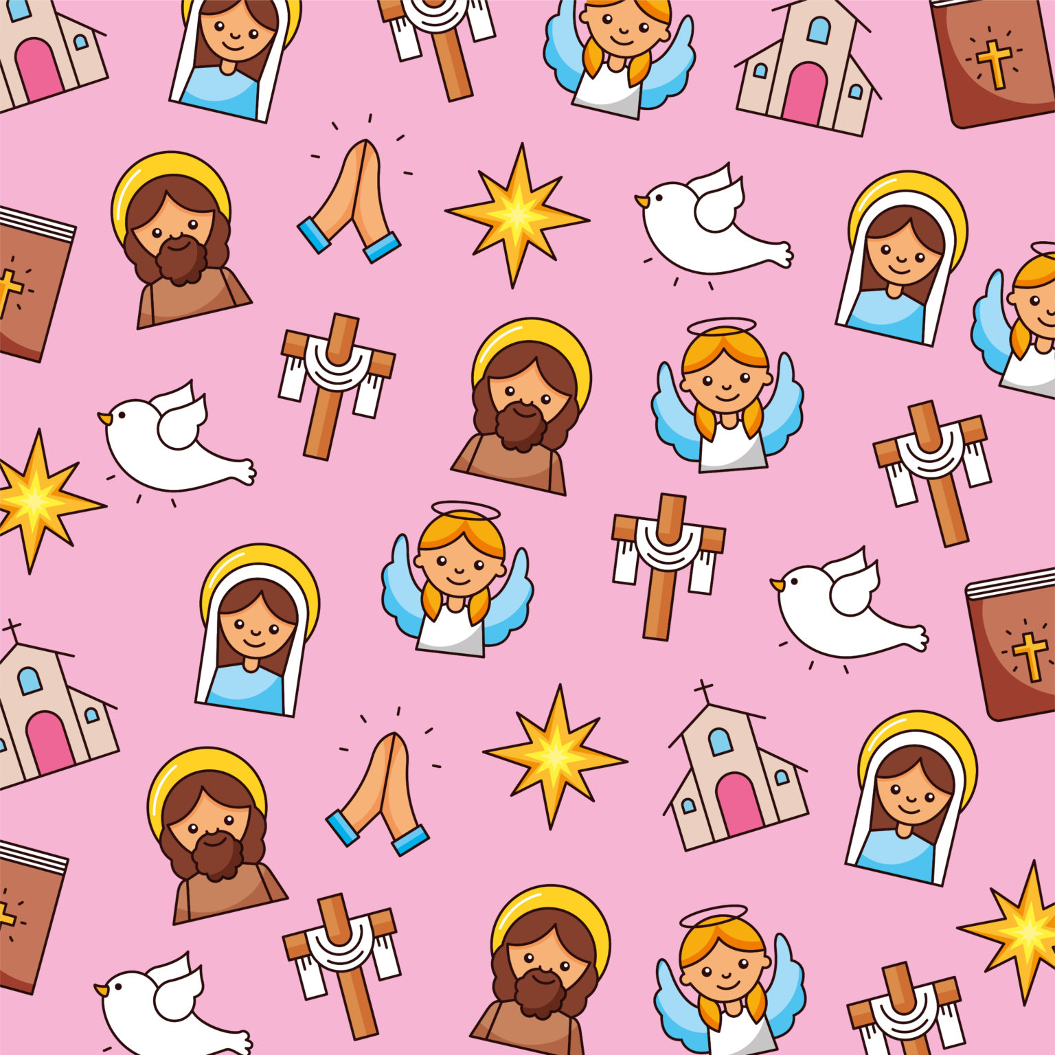 Printable Catholic Pattern Coloring Page - Mimi Panda