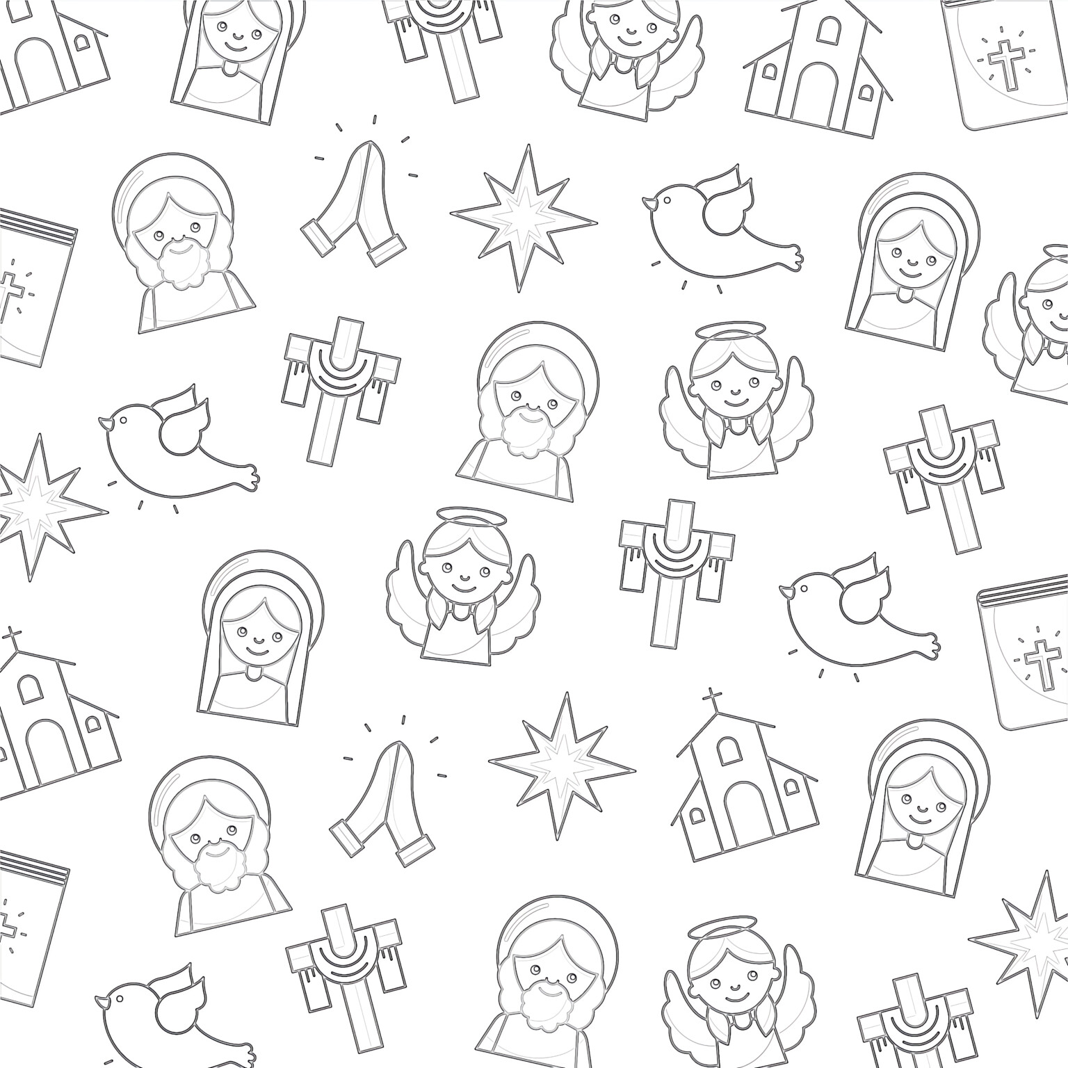 Printable Catholic Pattern Coloring Page - Mimi Panda