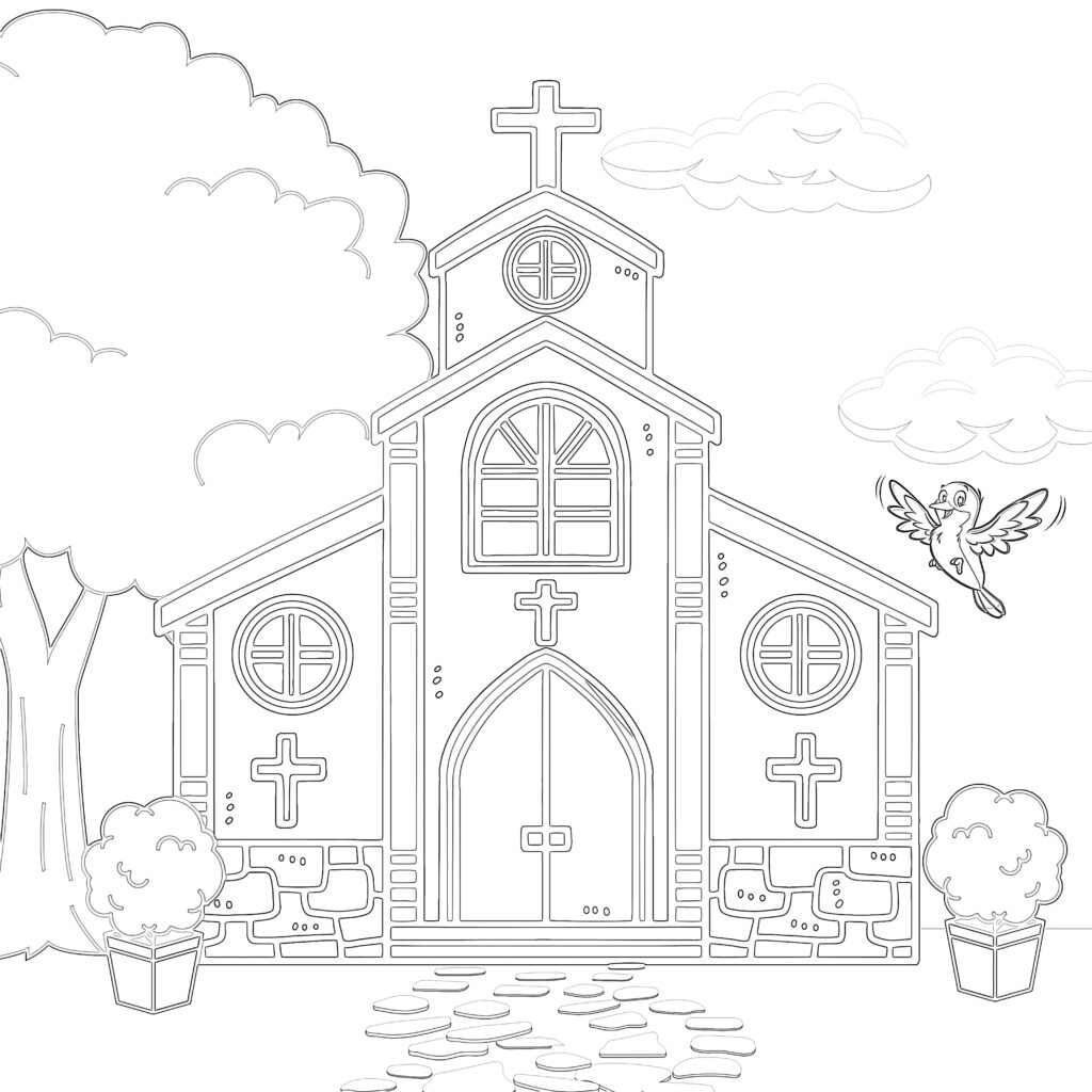 Church Coloring Page | Coloring Pages Mimi Panda