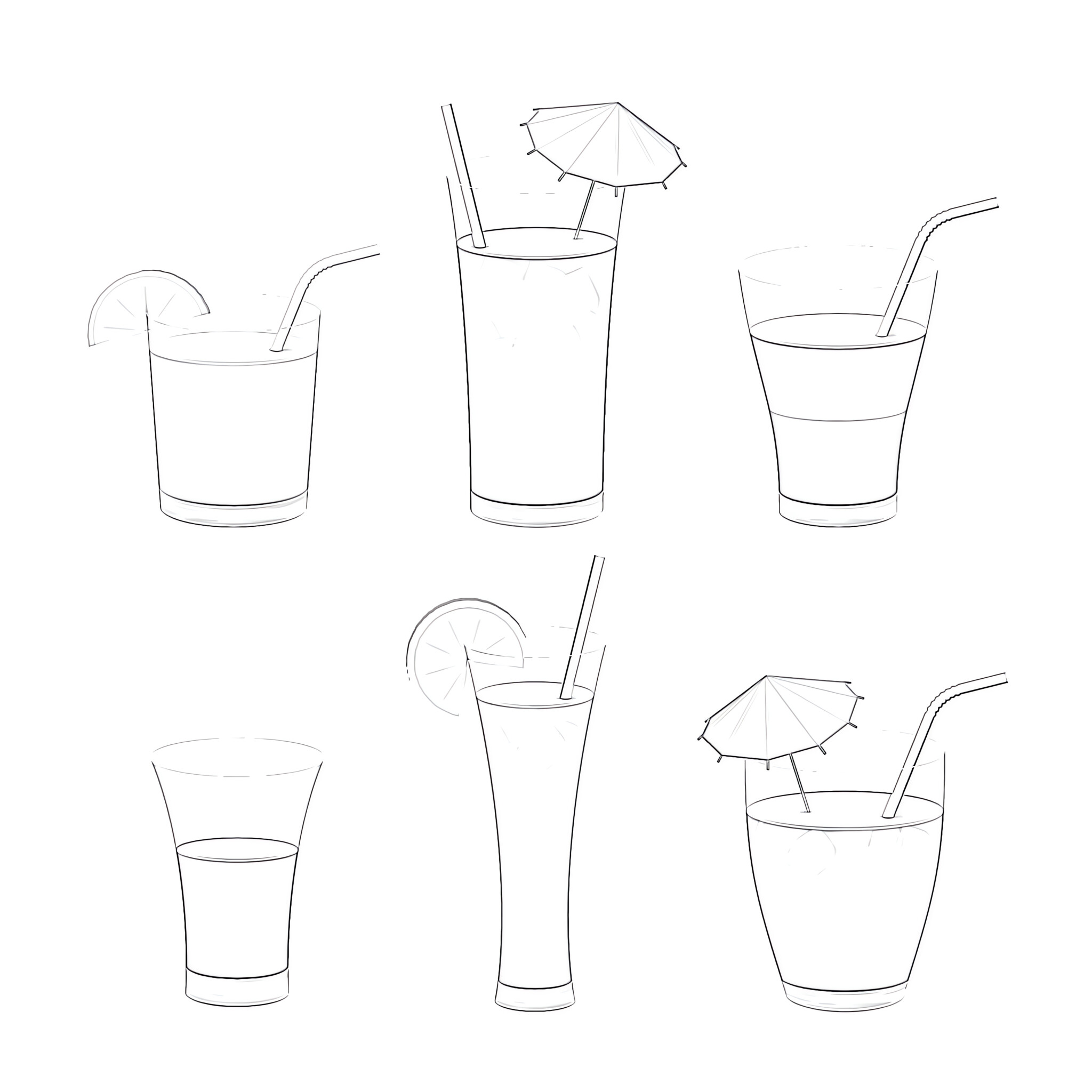 Printable Cocktail Collection Coloring Page - Mimi Panda