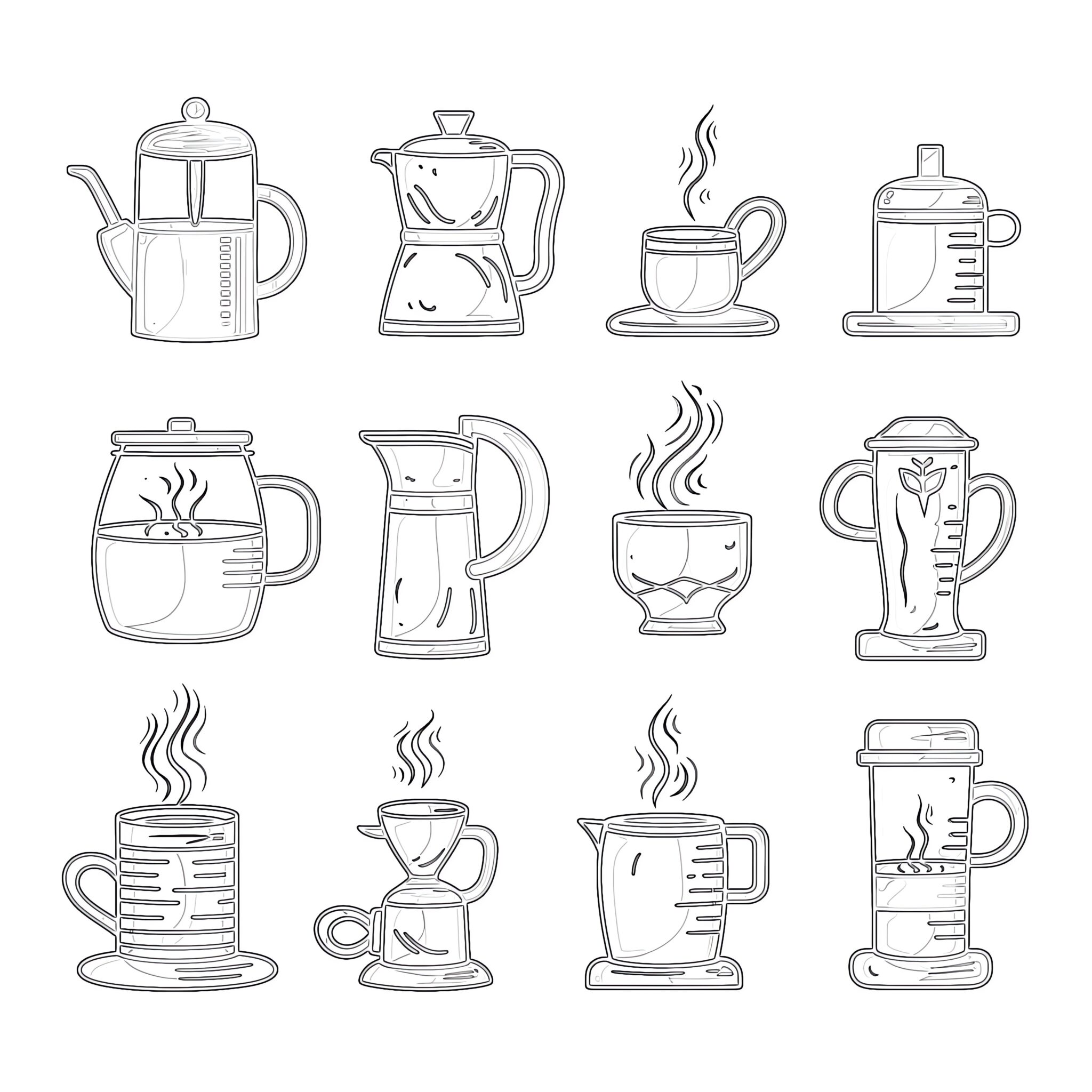Coffee Set Coloring Page | Coloring Pages Mimi Panda