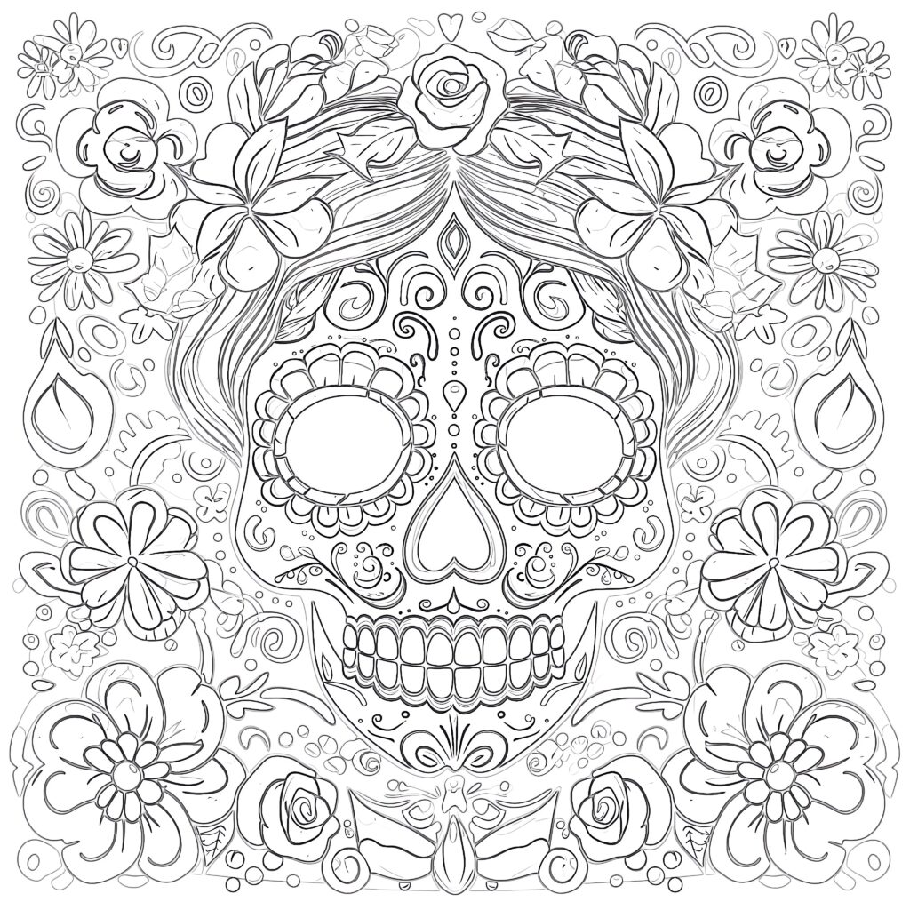 Dia De Los Muertos Coloring Page | Coloring Pages Mimi Panda