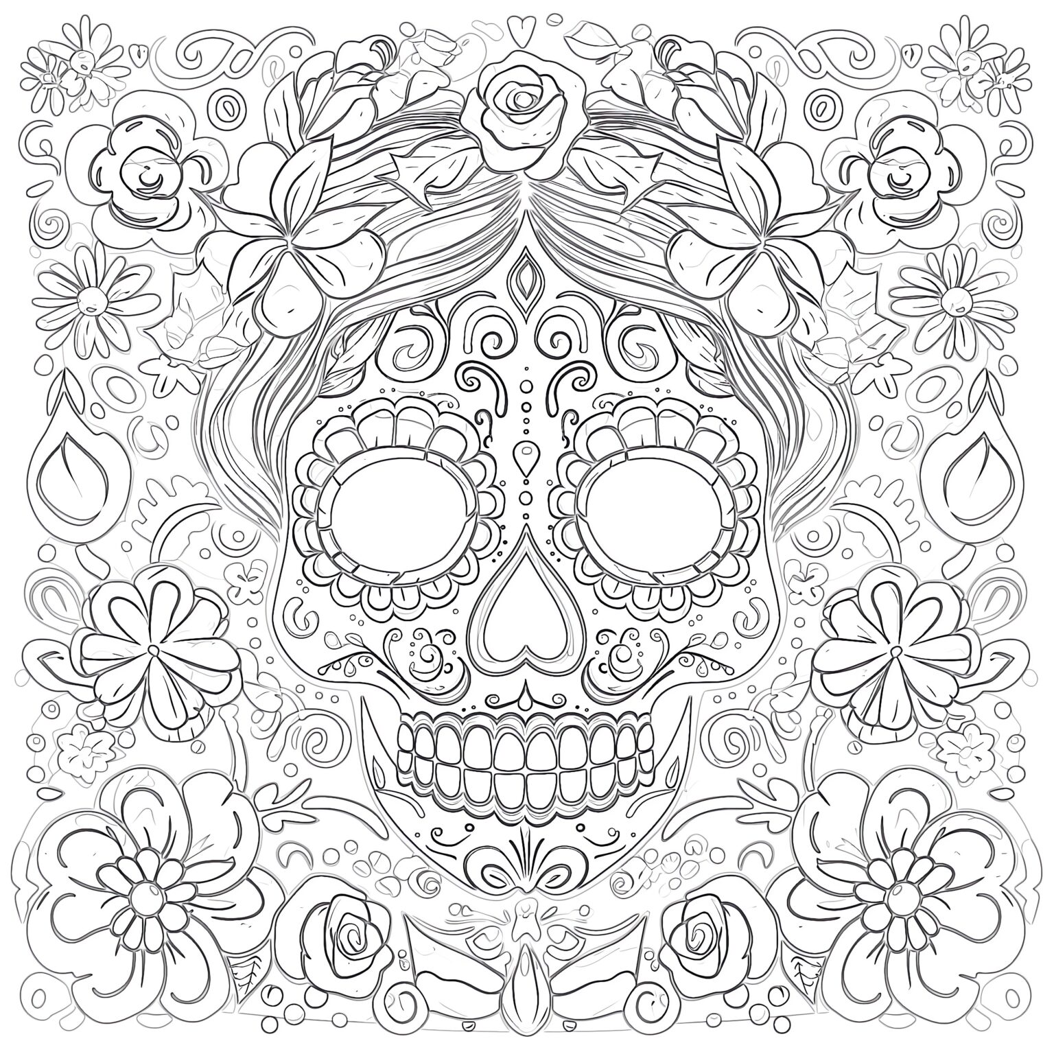 Dia De Los Muertos Coloring Page | Coloring Pages Mimi Panda