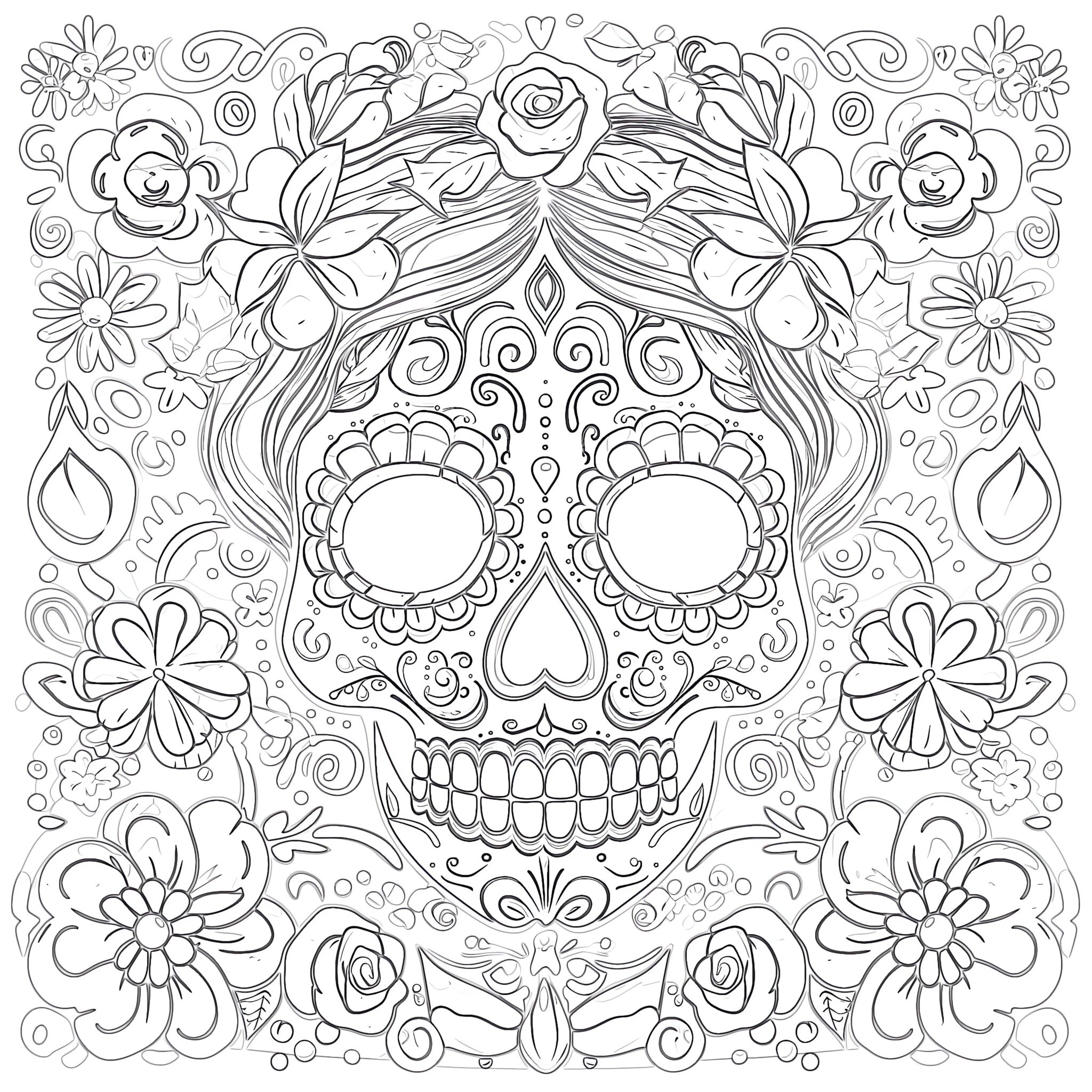 Dia De Los Muertos Coloring Page | Coloring Pages Mimi Panda