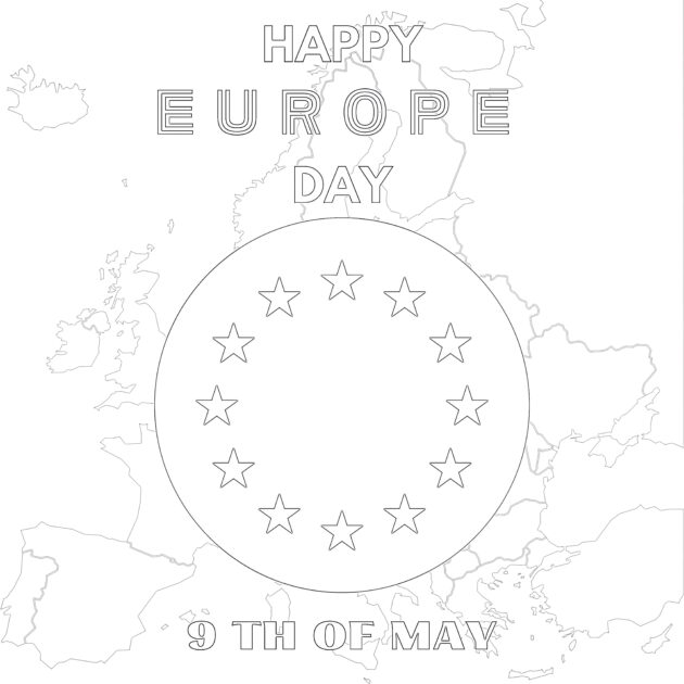 Europe Day Coloring Page | Coloring Pages Mimi Panda