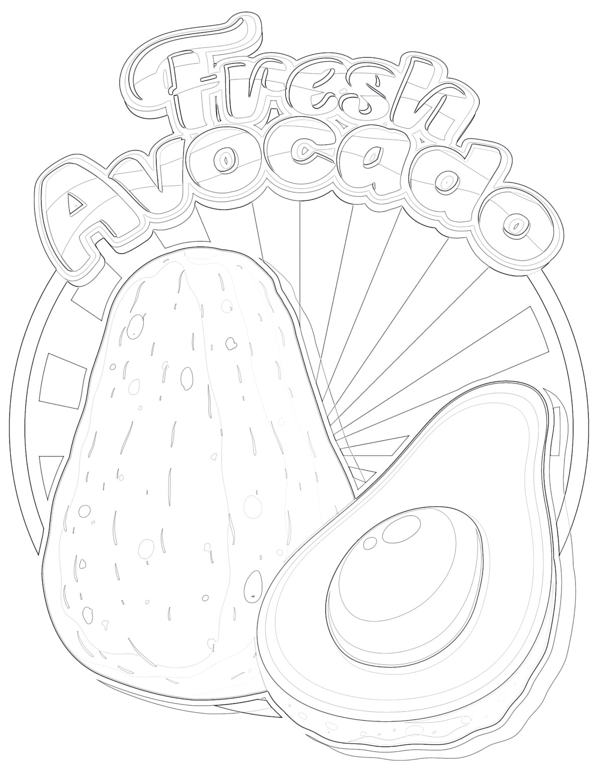 Printable Fresh Avocado Coloring Page - Mimi Panda