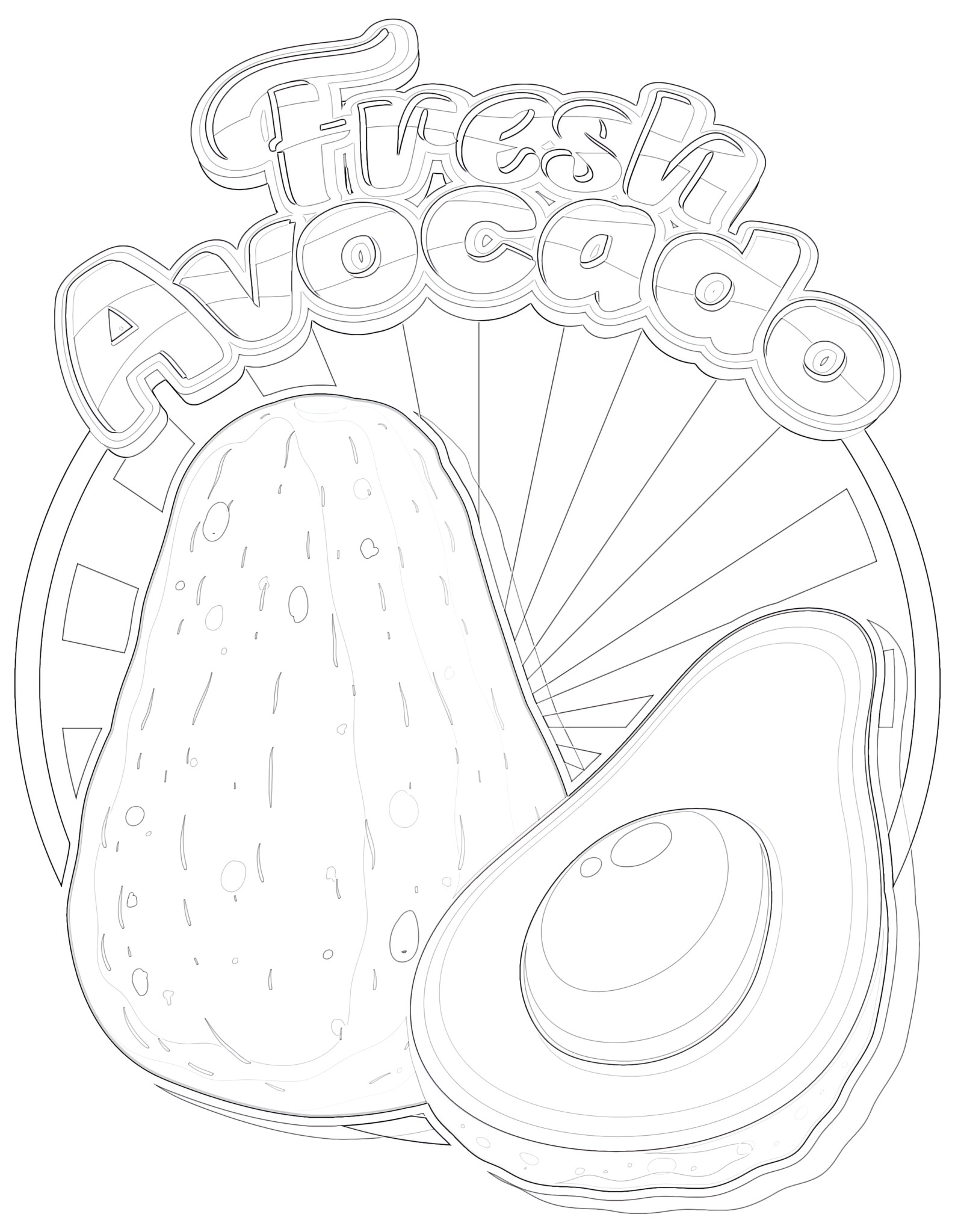 Printable Fresh Avocado Coloring Page - Mimi Panda