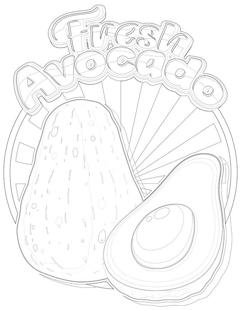 Printable Fresh Avocado Coloring Page - Mimi Panda