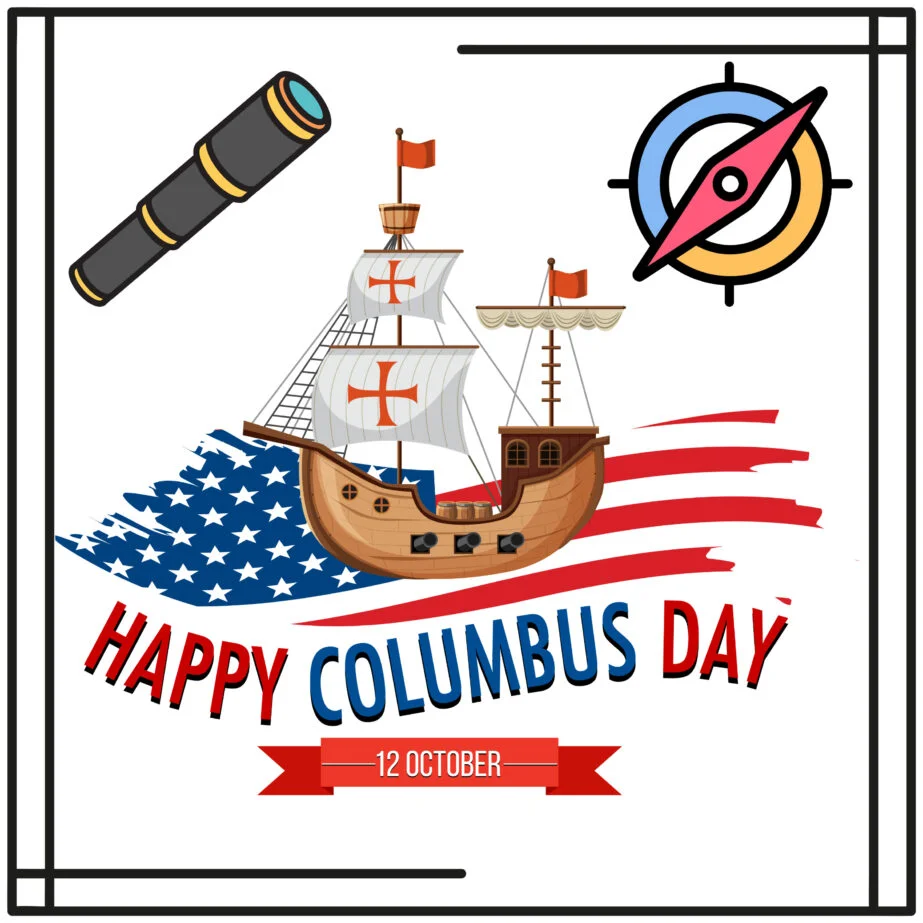 Printable Happy Columbus Day Coloring Page - Mimi Panda