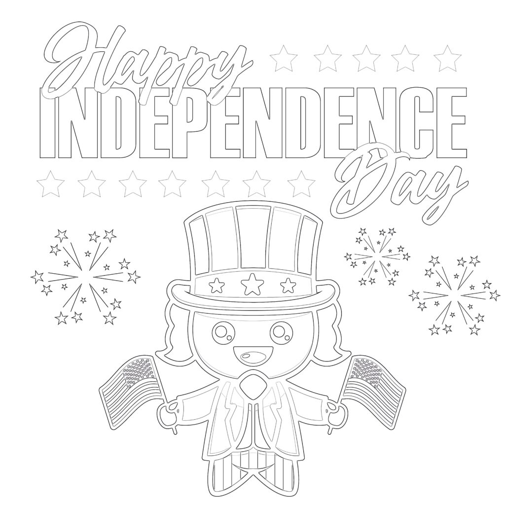Happy Independence Day Coloring Page | Coloring Pages Mimi Panda