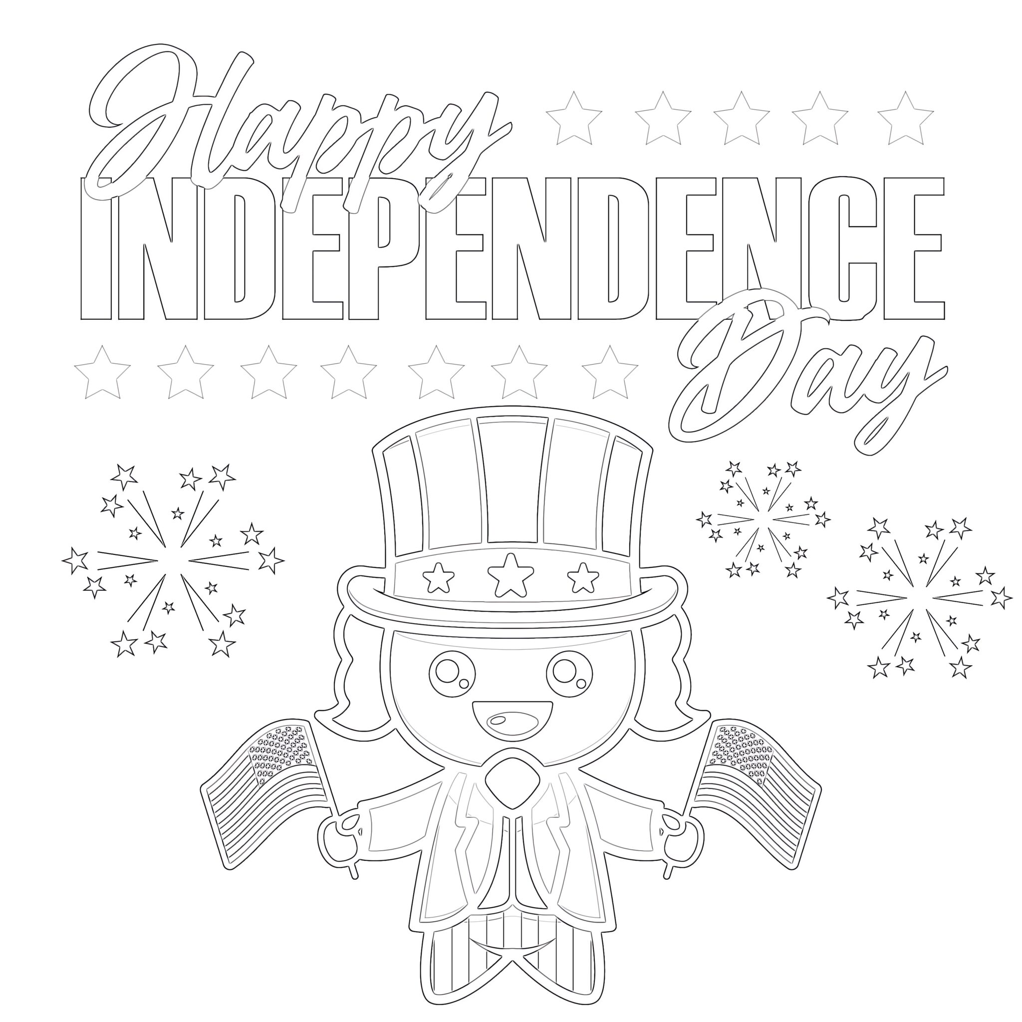 Happy Independence Day Coloring Page | Coloring Pages Mimi Panda
