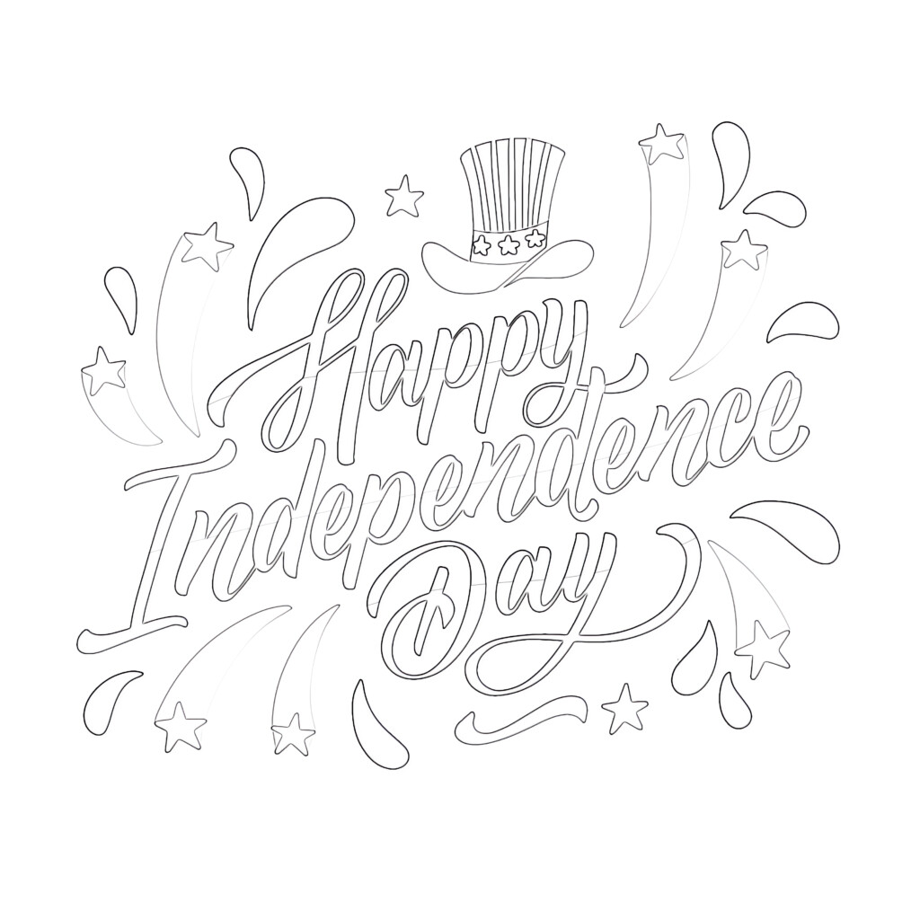 Printable Happy Independence Day Coloring Page - Mimi Panda