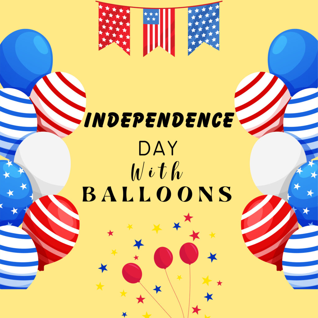Independence Day With Balloons Coloring Page | Coloring Pages Mimi Panda