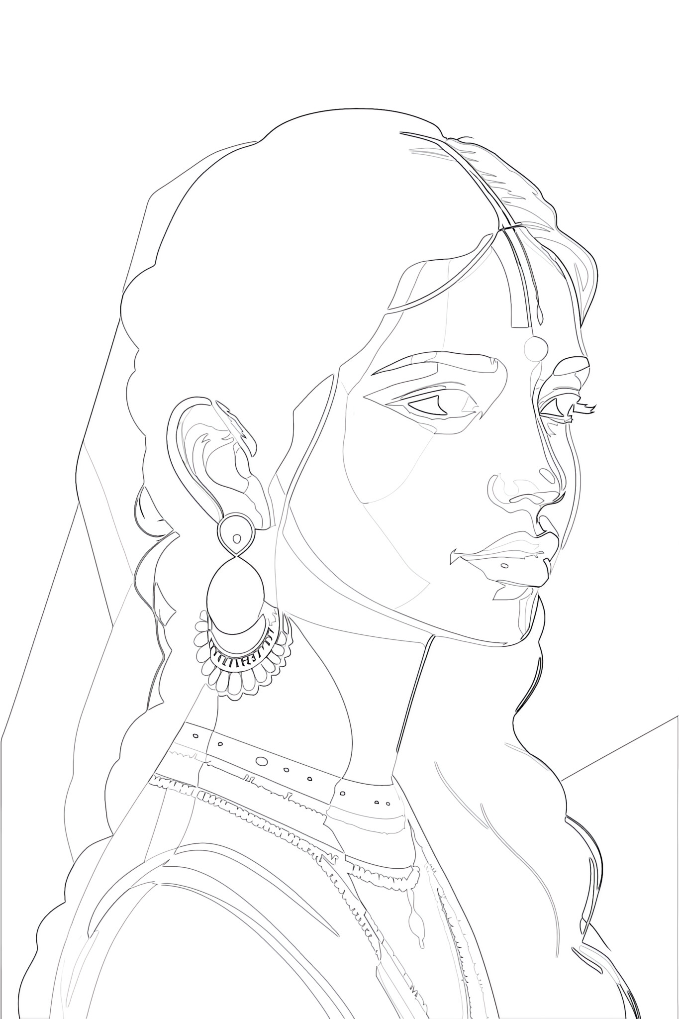 Printable Indian Girl Coloring Page - Mimi Panda
