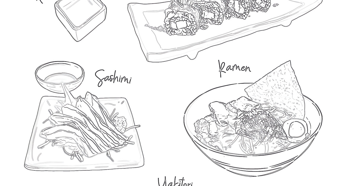 Food Coloring In Japan Sushi & Sashimi Japanese Food (Graphic) by ...