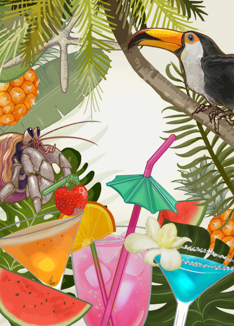 Printable Tropical Plants And Fruits Coloring Page - Mimi Panda