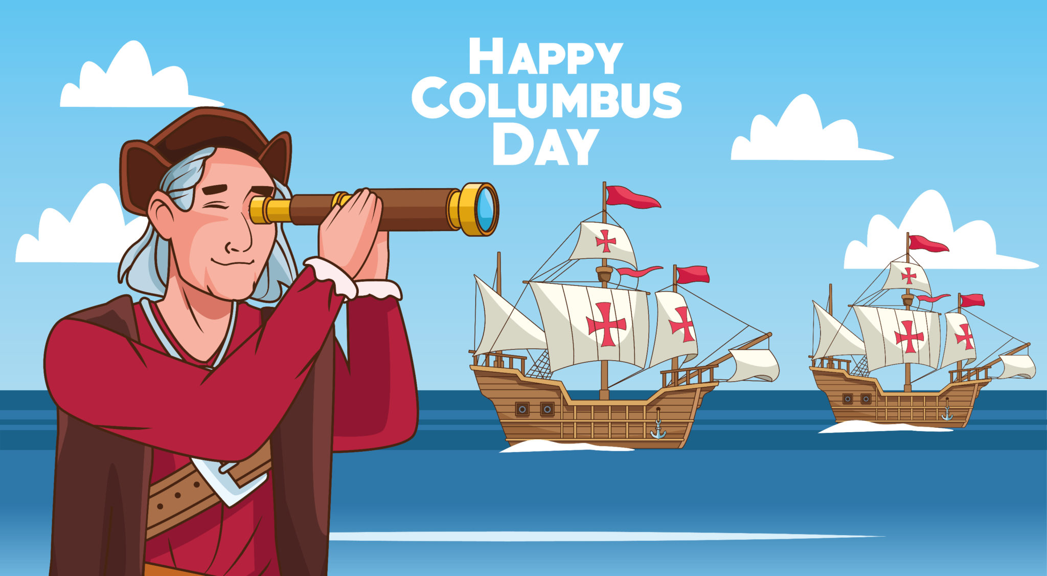Printable Columbus Day Coloring Page - Mimi Panda