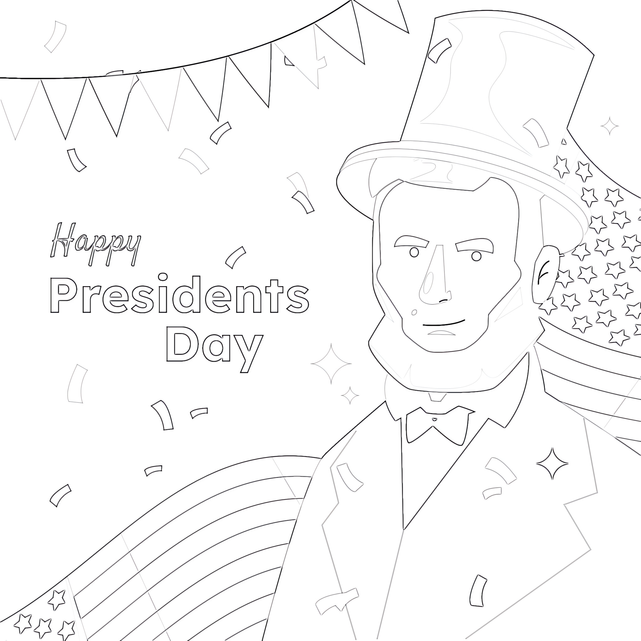 Printable Presidents Day Coloring Page - Mimi Panda