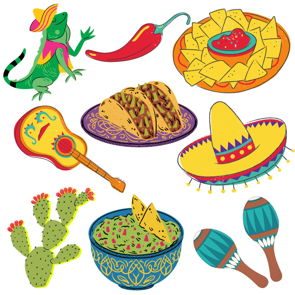 Set Mexican Coloring Page | Coloring Pages Mimi Panda