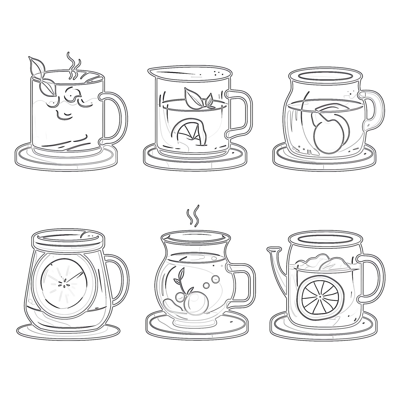 Set Tea Coloring Page | Coloring Pages Mimi Panda