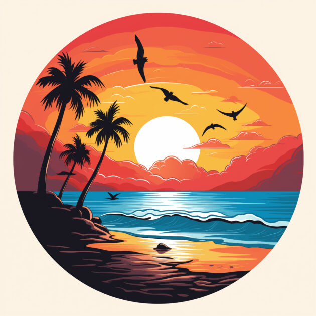 Silhouette Of Beach | Coloring Pages Mimi Panda