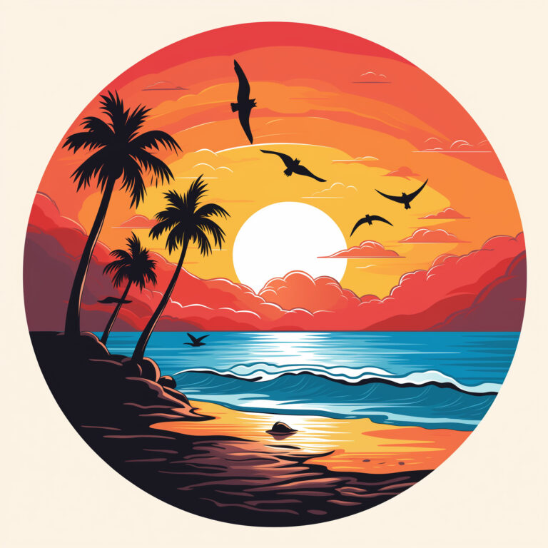 Silhouette Of Beach | Coloring Pages Mimi Panda