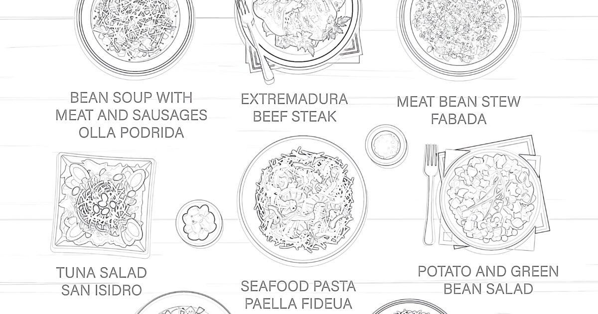 Spanish Cuisine coloring page - Mimi Panda