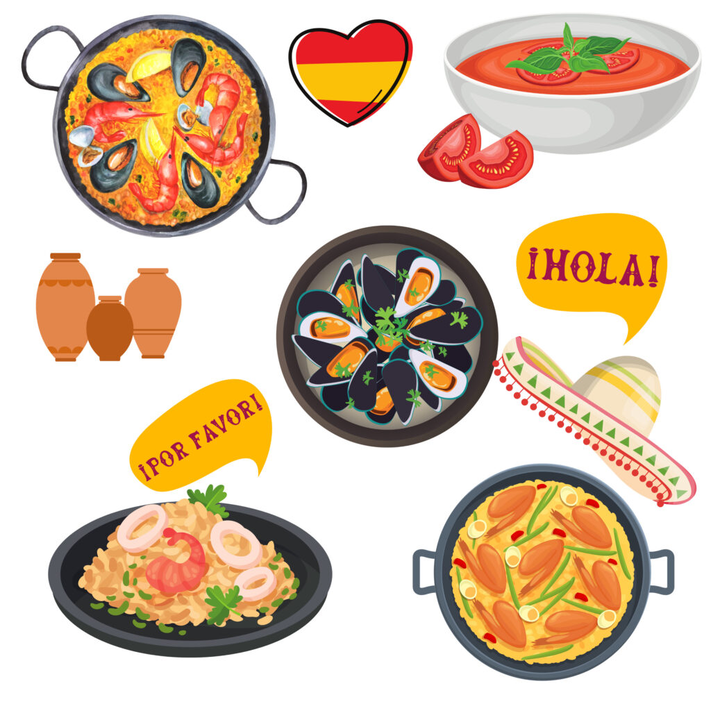 Spanish Cuisine Coloring Page | Coloring Pages Mimi Panda