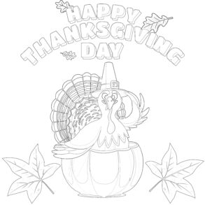 Thanksgiving Day Turkey In Pumpkin Coloring Page | Coloring Pages Mimi ...