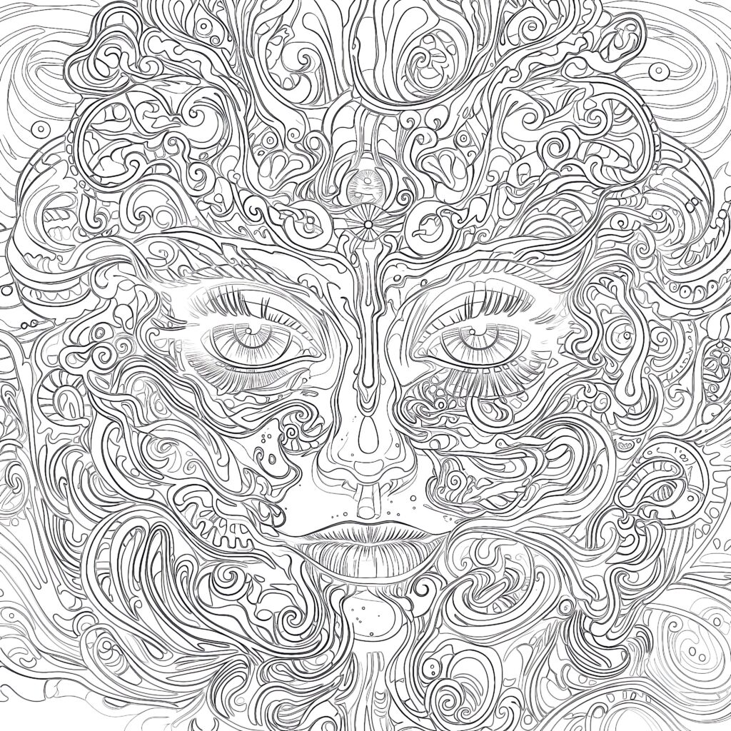 Printable Trippy Adult Coloring Page - Mimi Panda