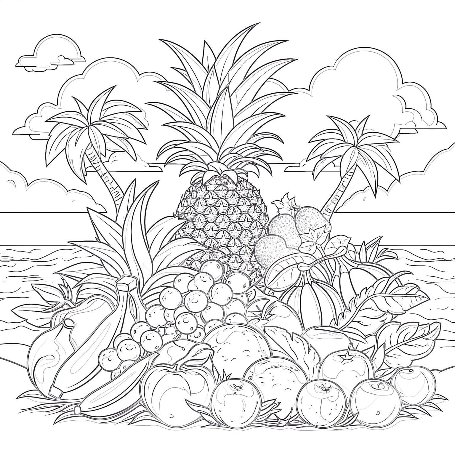 Summer Beach coloring page | Mimi-panda.com