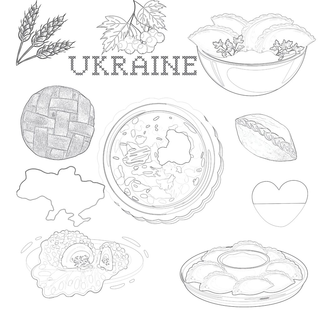 Ukraine Food Coloring Page | Coloring Pages Mimi Panda